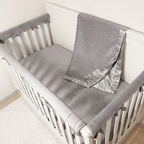 American Baby Company Heavenly Soft Chenille Receiving Blanket, 2-Layer Design with Minky Dot & Silky Satin, Gray, 30" x 40" for Boys and Girls