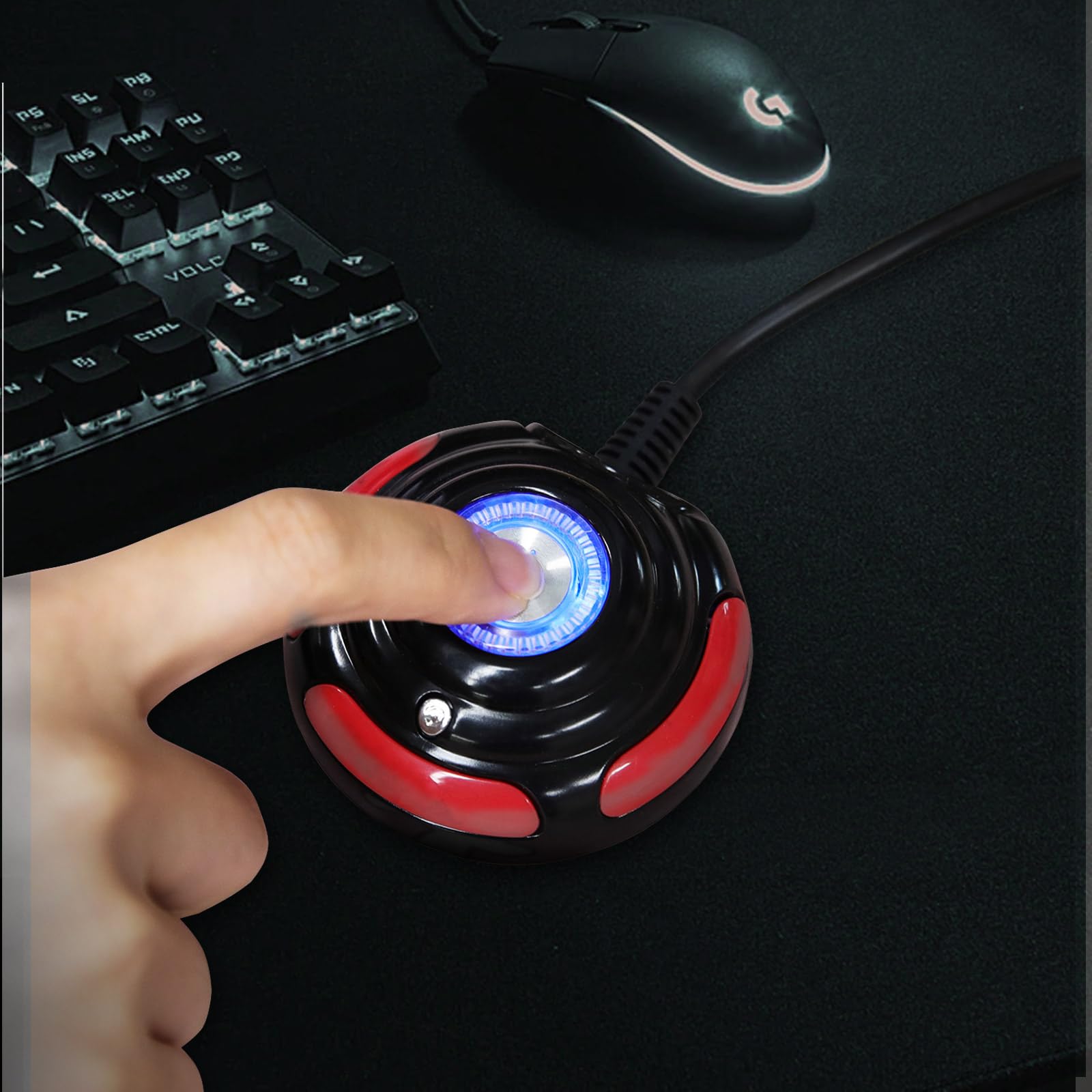 Vetroo Desktop PC Computer Case Power Supply On/Off Reset HDD Push Button with Blue LED Lights 1.6m Extension Cables Reset Switch
