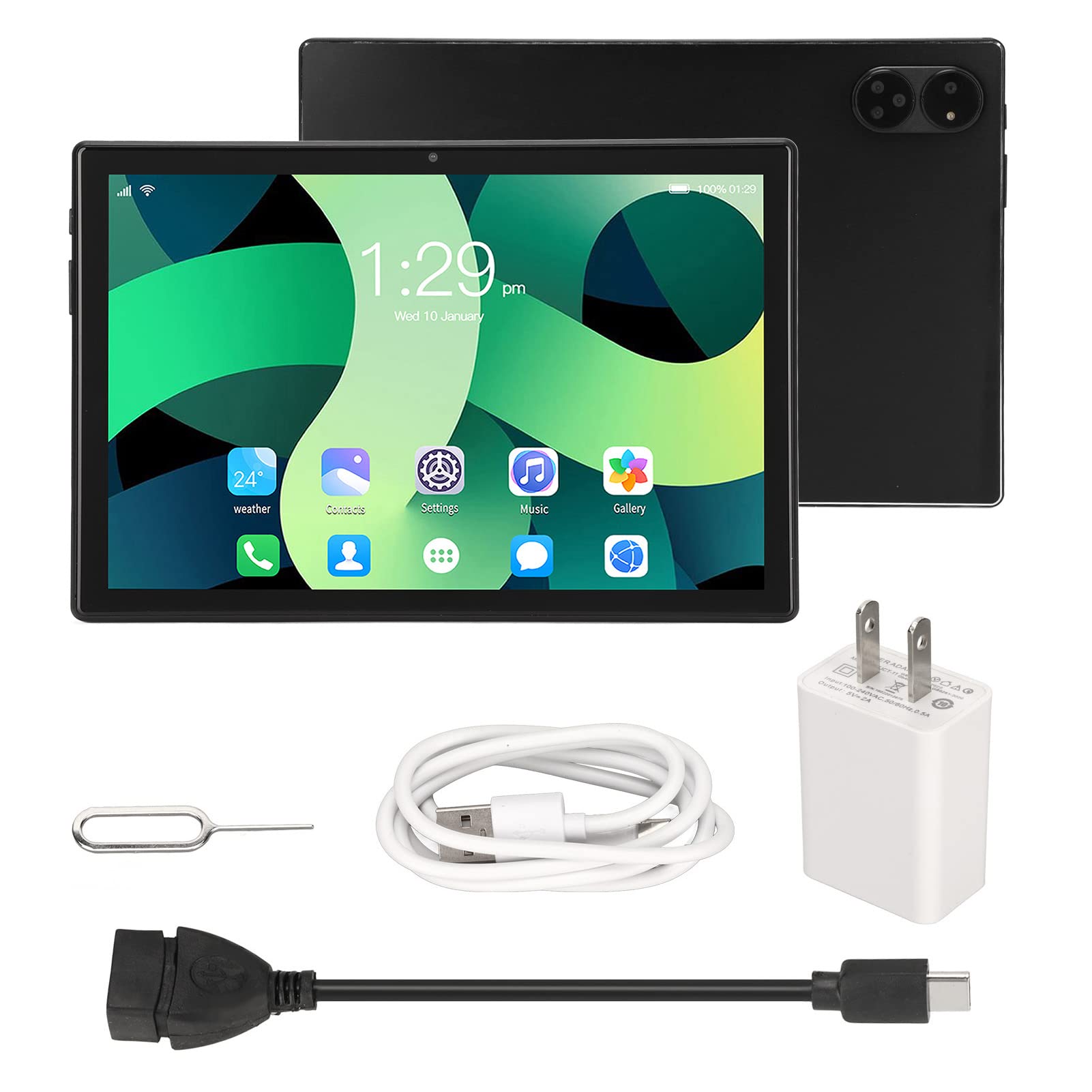 10.1 Inch Tablet, 4G Calling Tablet 100-240V Dual Card Slots 8000mAh Octa Core 6GB RAM 128GB ROM 1960x1080 IPS Support 4G Call 12.0 (US Plug)