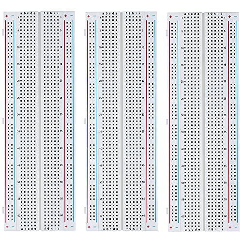 MMOBIEL 3 Pcs 830 Point Solderless PCB Breadboard Prototype Circuit Kits Compatible with DIY Arduino, Raspberry Pi 2 3 4 Projects Proto Shield Distribution Connecting Blocks