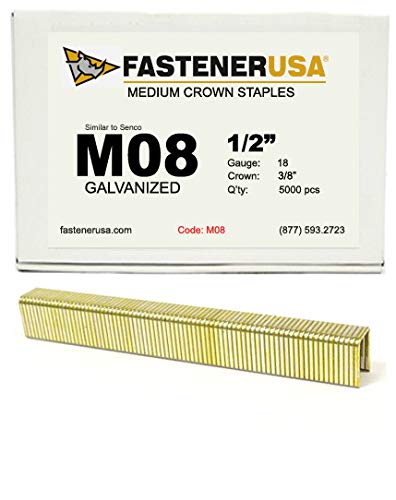 1/2" Leg x 3/8" Crown 18GA Galvanized M08 Staples 5M Box
