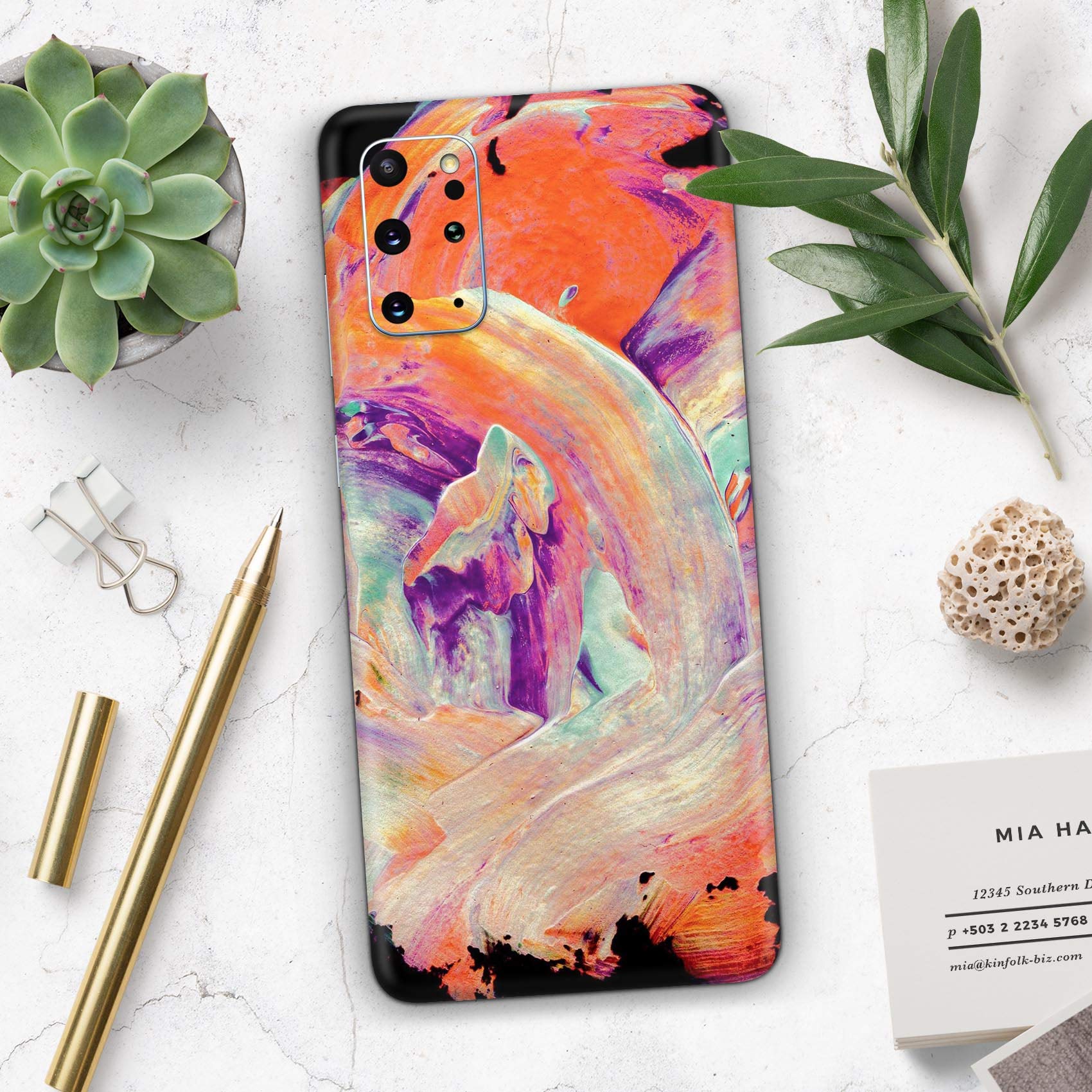 DesignSkinz Liquid Abstract Paint V35 Protective Vinyl Decal Wrap Skin Cover Compatible with The Samsung Galaxy S20 (Screen Trim & Back Glass Skin)