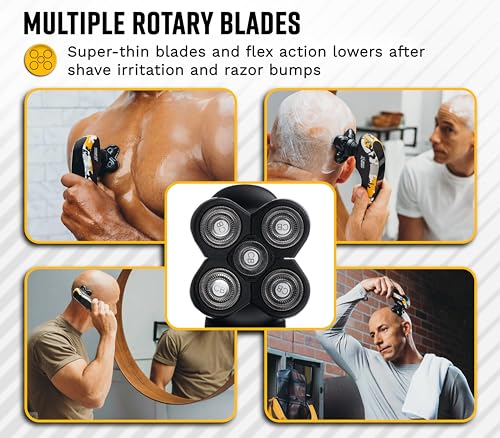 Head Shaver for Bald Men, Water-Resistant, Replaceable Head, Rechargeable, Electric, Cordless, Ergonomic, Bald Buddy