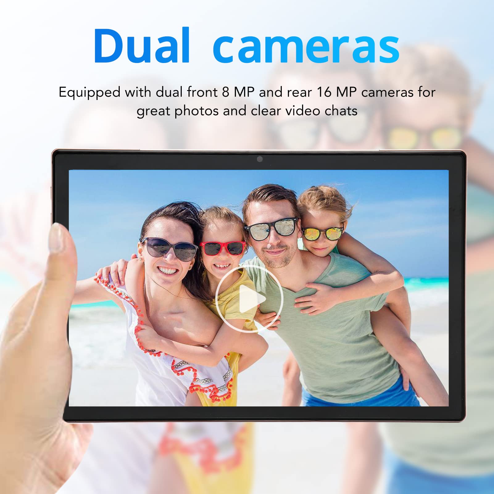 10.1 Inch Tablet for Android 12.0, 12GB 256GB 1920x1200 IPS Dual Cameras Octa Core, 5G WiFi Calling Cellphone Tablet, for Learning, Working, Business, US Plug (Gold)