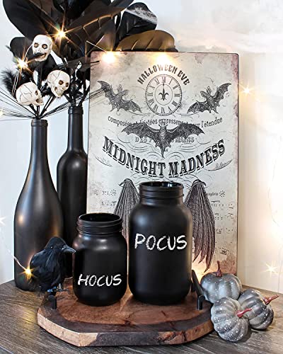 Darware Black Chalkboard Mason Jars (Pint Size, 6-Pack); Black-Coated Blackboard Surface Glass Jars for Arts and Crafts, Gifts, and Rustic Home Decor