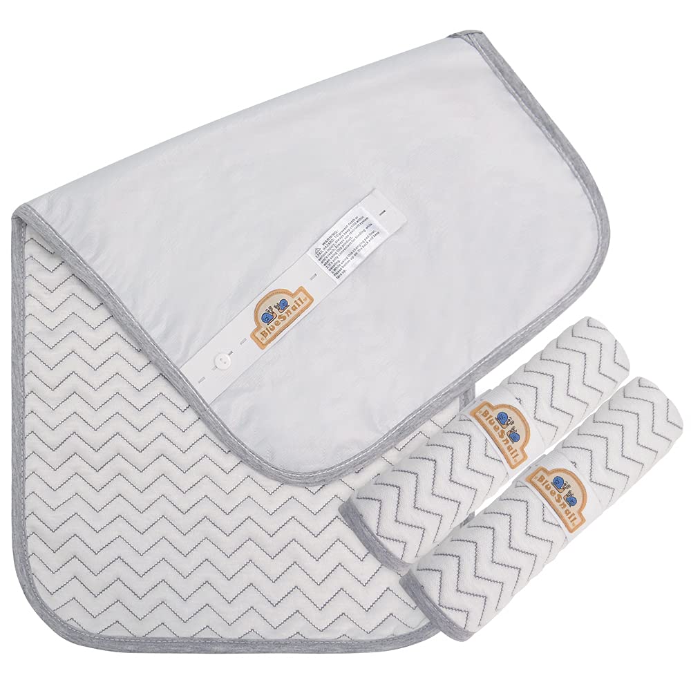 BlueSnail Ultra Soft and Absorbt Quilted Waterproof Changing Pad Liner 3pk (Gray)