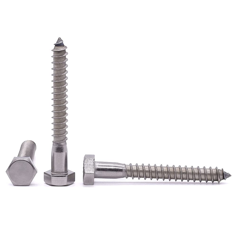 5/16" x 3" Hex Head Lag Screws Bolts for Wood, 304 Stainless Steel 18-8, Heavy Duty Lag Bolts, Hexagon Head Wood Deck Screws 10 PCS