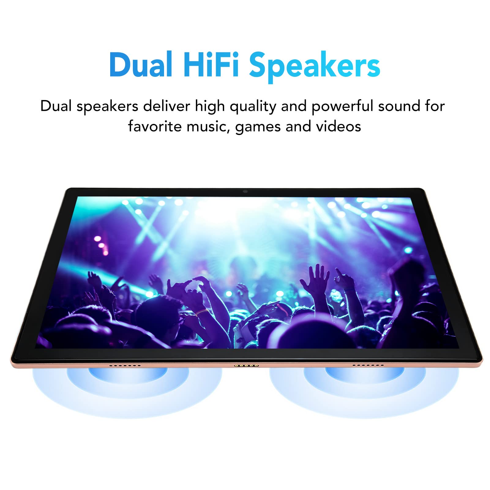 10.1 Inch Tablet,12GB RAM 256GB ROM, 512GB Expand, Octa Core CPU, HD Touch Screen, 5G WiFi Tablet for Android, Gaming Tablet PC with Dual 8+16MP Camera (Gold)