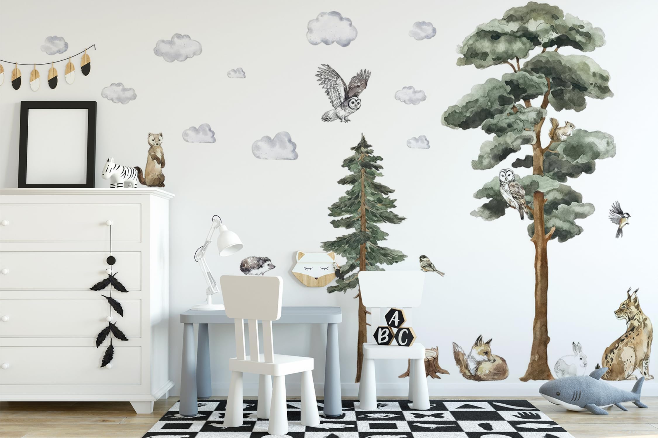 Woodland Forest Animals Big Wall Stickers Nursery Decoration Bedroom Removable Decals