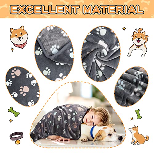1 Pack 3 Blankets for Dogs Blankets for Large Dogs Medium Dog Blanket Super Soft Fluffy Premium Fleece Pet Blanket Flannel Throw for Dog Puppy Cat Paw Blanket,Gray,41x31inch