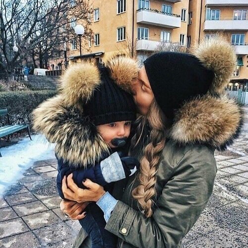 2PCS Parent-Child Hat Winter Warmer, Baby Hat/Women Hat, Mother & Baby Knit Hat Winter Warm Crochet Cap Beige