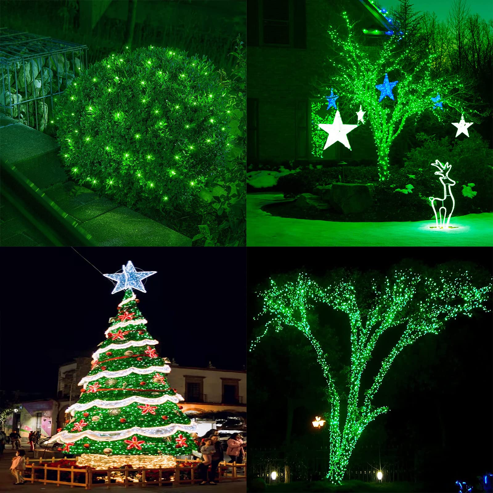 114ft Christmas String Lights Outdoor, 300 LED Christmas Ligths Connectable with Timer, 8 Modes Christmas Tree Lights Fairy Twinkle Lights for Garden, Wedding, Indoor Outdoor Xmas Decorations (Green)