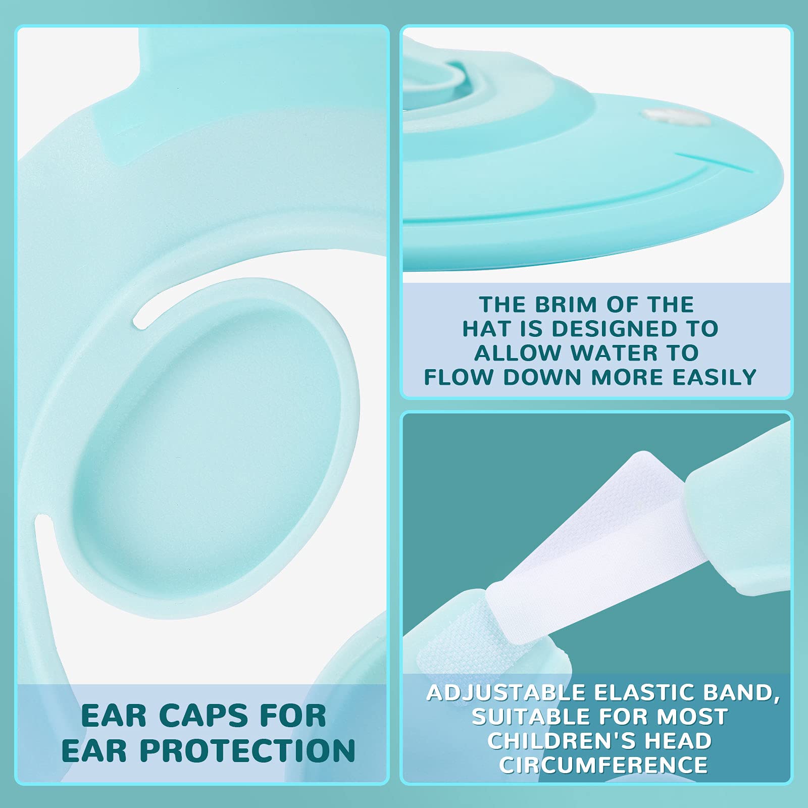 Baby Shower Cap Baby Hair Washing Bath Cap Safe Silicone Protection Bath Cap Soft Adjustable Visor Hat for Protector Head Eye Ear Shampoo Caps for Toddler Baby Kids Children
