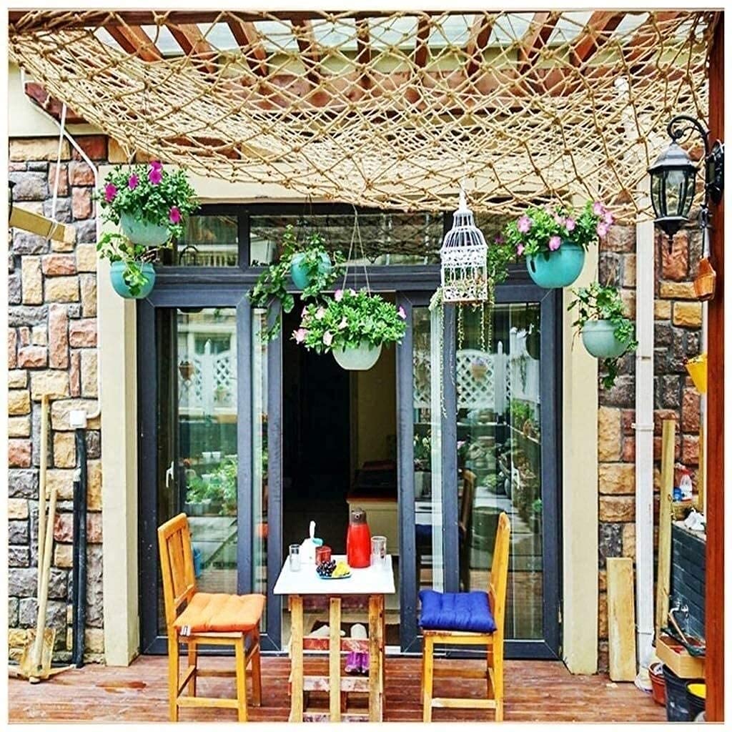 RZM Rope Net for Treehouse, Plants Fence Hemp Rope Netting Children Swing Climbing Safety Net Balcony Railing Protective Net Playground Hammock Cargo Net Child Safety Netting for Balcony