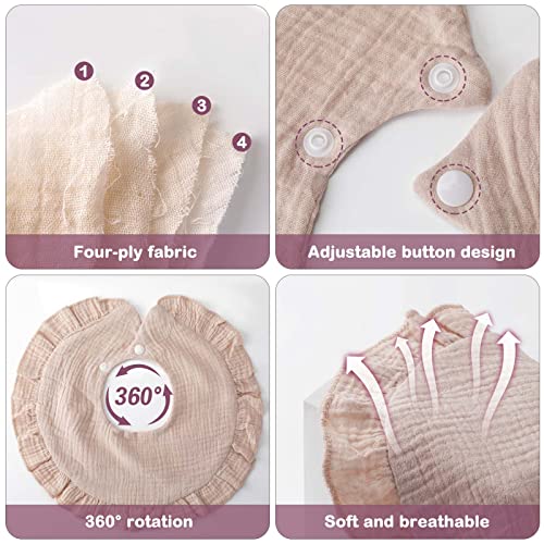 12 Pcs 360° Rotate Muslin Bibs Teething Absorbent Drool Bibs 4 Layers Adjustable Snap Cotton Newborn Bandana Bibs Suitable for over 6 Months