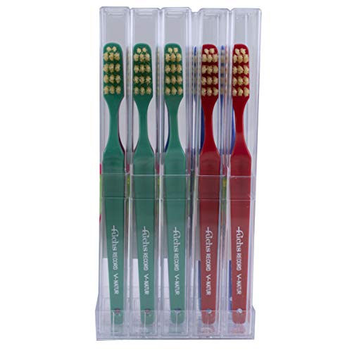 FUCHS Adult Record V Natural Soft Toothbrush, 10 Count