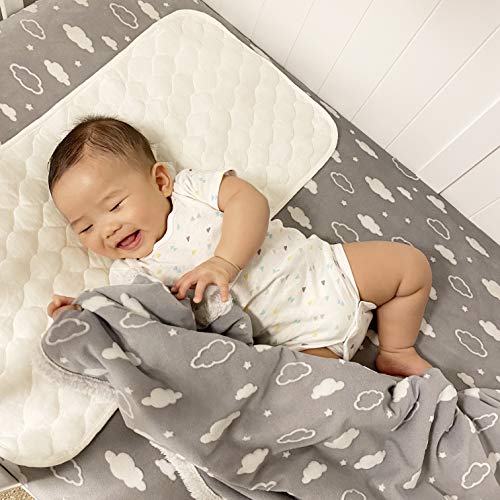 American Baby Company Heavenly Soft Chenille Sherpa Blanket Set, 3D Gray Cloud, for Boys & Girls