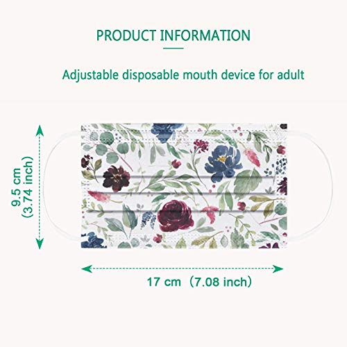 50Pc Flower Disposable 3ply Face_Mask for Glasses Wearer With Nose Wire(A)