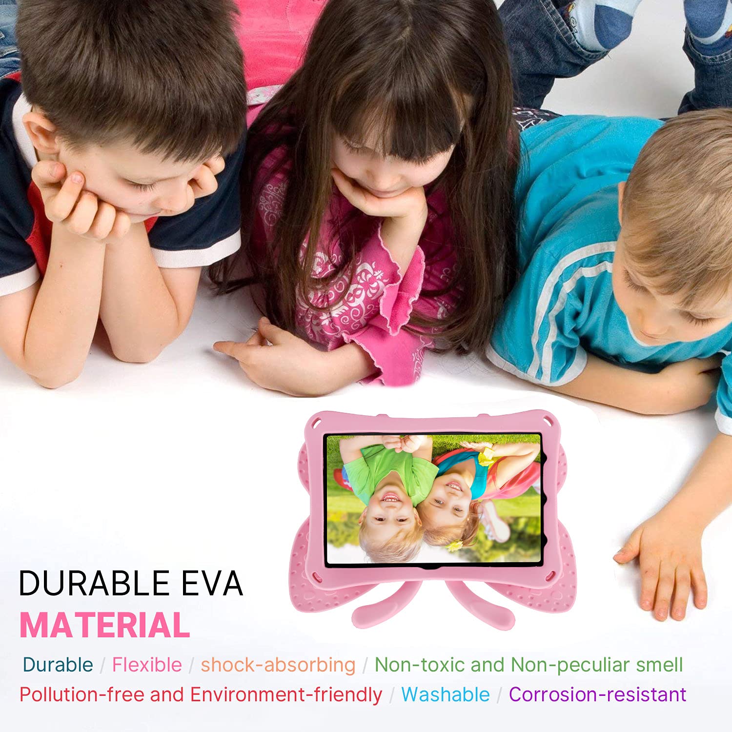 Simicoo Fire HD 10 Tablet 11th Gen 2021 case Cute Butterfly Case with Stand for Kids Light Weight EVA Rugged Shockproof Heavy Duty Kids Friendly Full Cover for Fire HD 10 11th Gen 2021 (Pink)