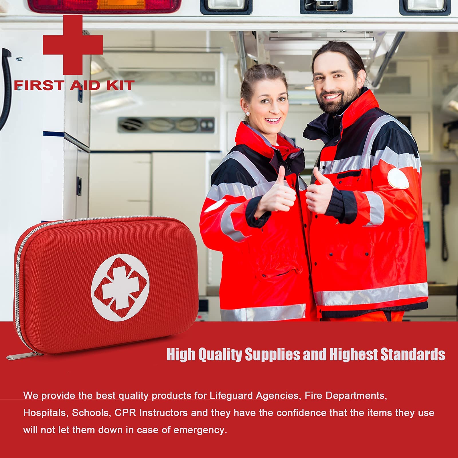 WEWAK First Aid Kit - 175pcs, Compact First Aid Kit with EVA Case and Bag, for The Car, Home, Boat, School, Camping, Hiking, Office, Sports