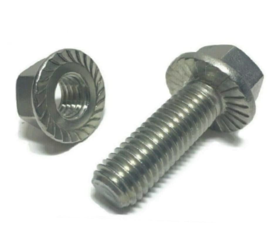 1/2-13 x 1" Hex Cap Serrated Flange Bolt with Nuts 18-8 Stainless Steel - JFS279 | #YY33DL (25 Pcs)