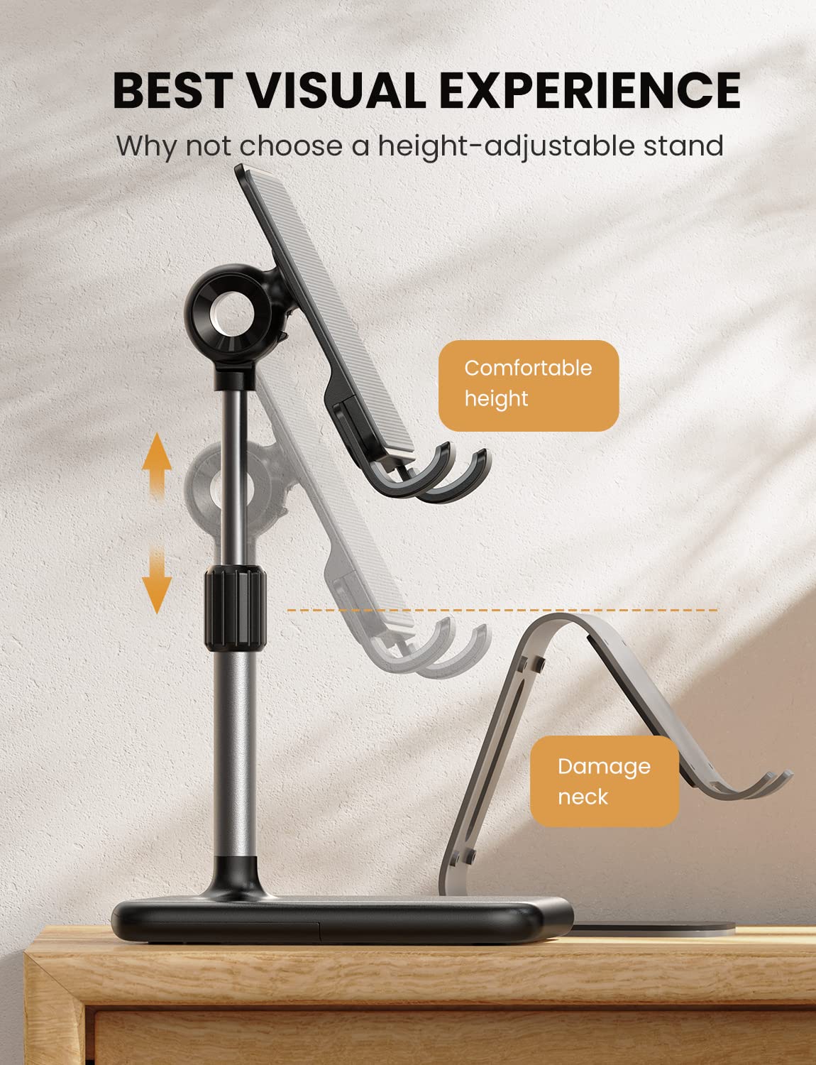 LISEN Cell Phone Stand Tablet Stand Holder [Never Tip Over] iPad Stand for Desk iPad Stands and Holders for Desk Compatible with All Tablets & Smartphones