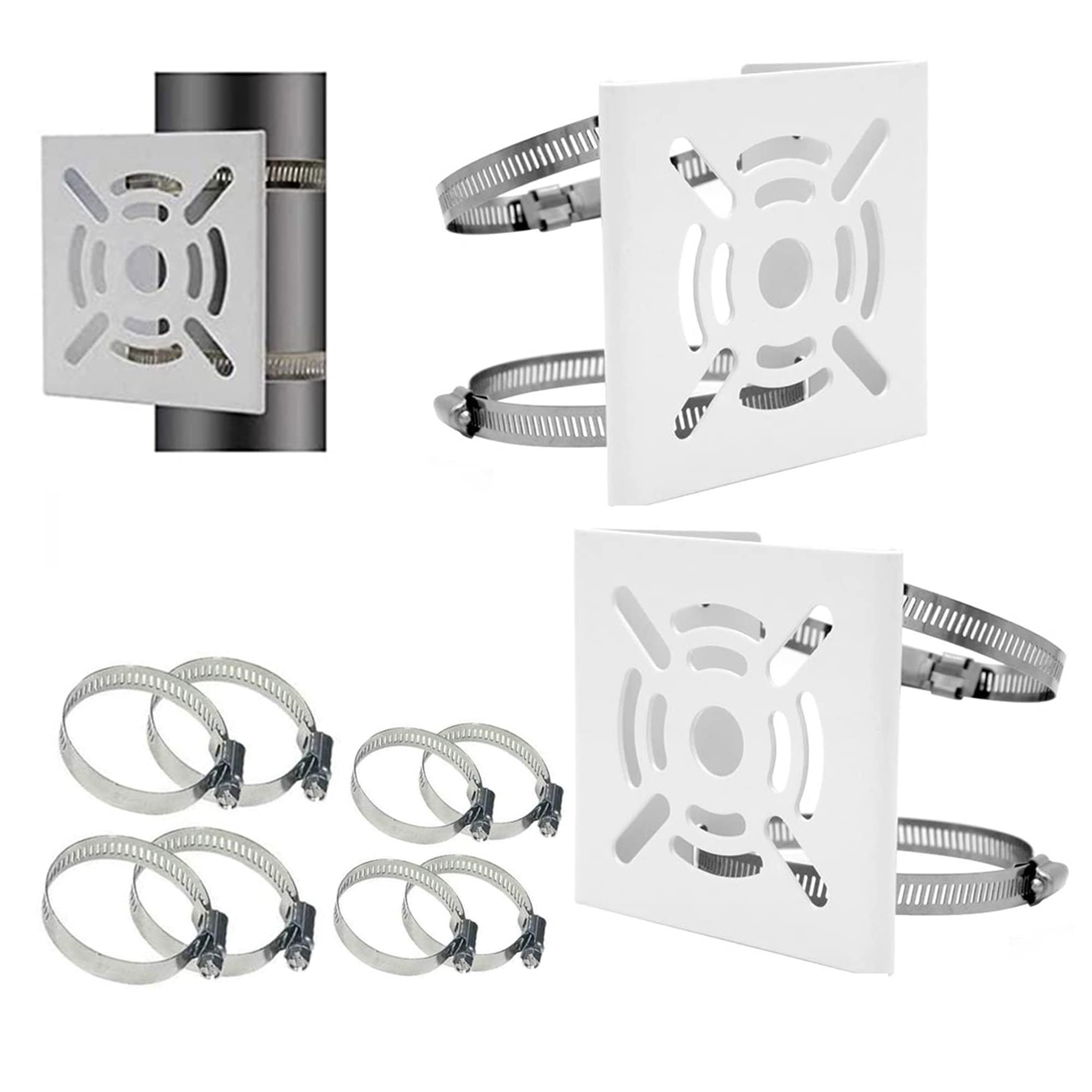 Ahn'Qiraj 2Pcs Universal Vertical Pole Mount Bracket Mount Camera Adapter for CCTV Security Camera Ptz Dome Vertical Pole Wall Mounting Bracket with 8 Loops