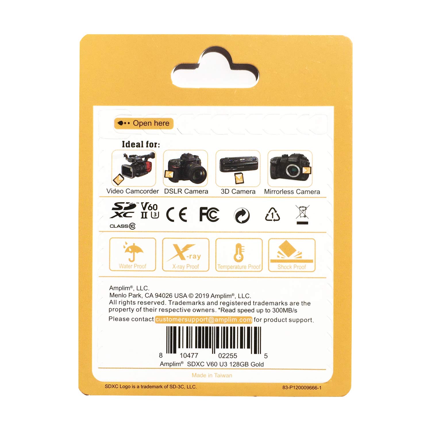 Amplim 128GB V60 UHS-II SD SDXC Card, 300MB/S 2000X Lightning Speed Performance, Extreme Read, U3 Secure Digital Memory Storage for Professional Photographer and Videographer