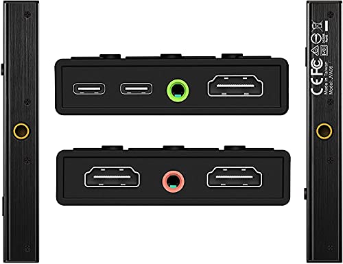 j5create Live Video Capture Card - Dual HDMI to USB-C, Supports 1080p 60Hz Video and Audio Recording, Power Delivery 60W Pass Through, Ideal for PC Xbox Playstation Android Game Live Streaming (JVA06)