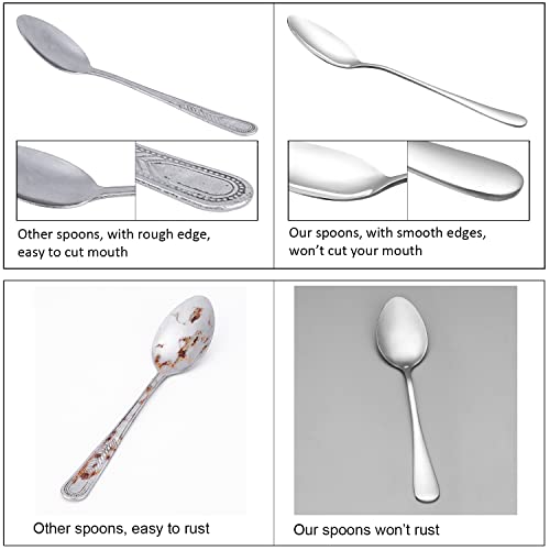 12 Pcs Dinner Spoon Set,Premium Food Grade Stainless Steel Spoons,Durable Metal Spoons,Tablespoon,Spoons Silverware Only,Mirror Finish & Dishwasher Safe,Use for Home,Kitchen and Restaurant - 7.3 inch