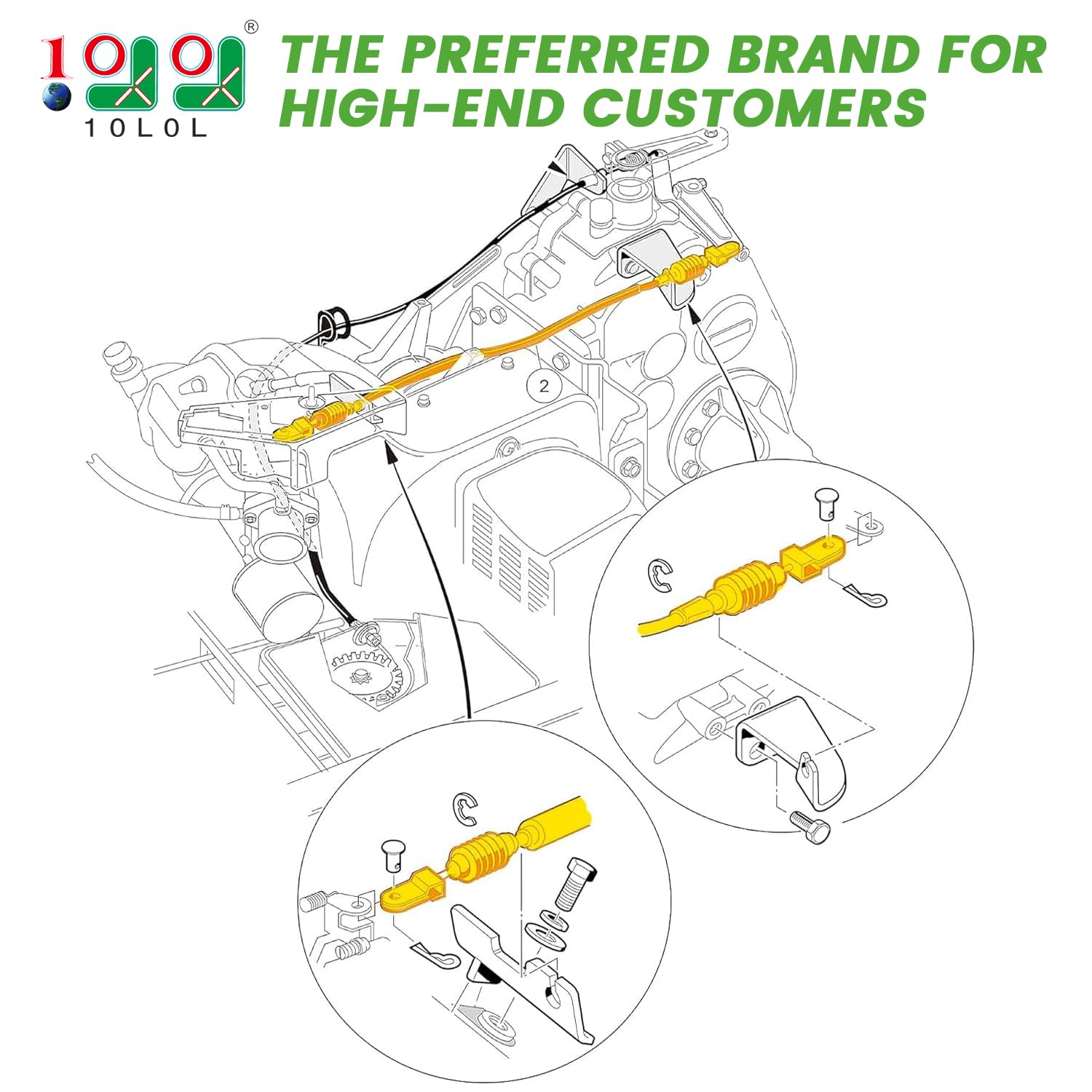 10L0L Golf Cart Brake Cable Set for Club Car DS 2000-up, 42inch Brake Cable Kits Suitable for Driver & Passenger Side, OEM# 102022101
