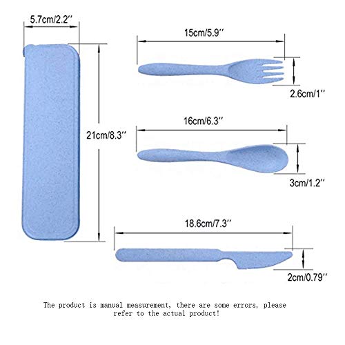 Travel Utensil Set with Case, 4 Sets Wheat Straw Reusable Spoon Knife Forks Tableware, Eco Friendly Non-toxin BPA Free Portable Cutlery for Travel Picnic Camping or Daily Use