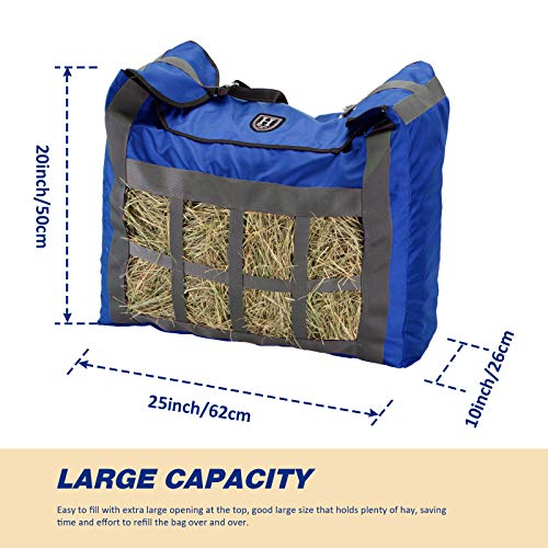 Harrison Howard Premium Durable Slow Feed Horse Hay Bags Oxford Cloth Heavy Duty Large Capacity Horse Feeding Bag-Champion Blue