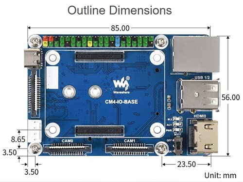 XYGStudy CM4-IO-BASE-B and USB HDMI Adapter, for Raspberry Pi Compute Module 4