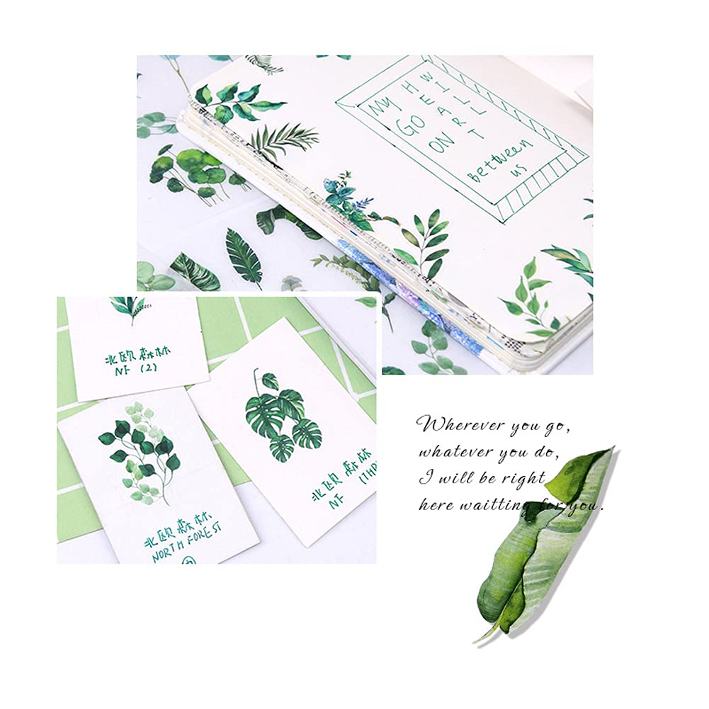 Kawaii Green Plant Flower Sticker Set Nature Theme Stickers Pack for Scrapbooking Journaling DIY Personal Journal Planner Calendar Agenda Letter Diary Envelope Gift Decor Card Making Decal Labels (B)