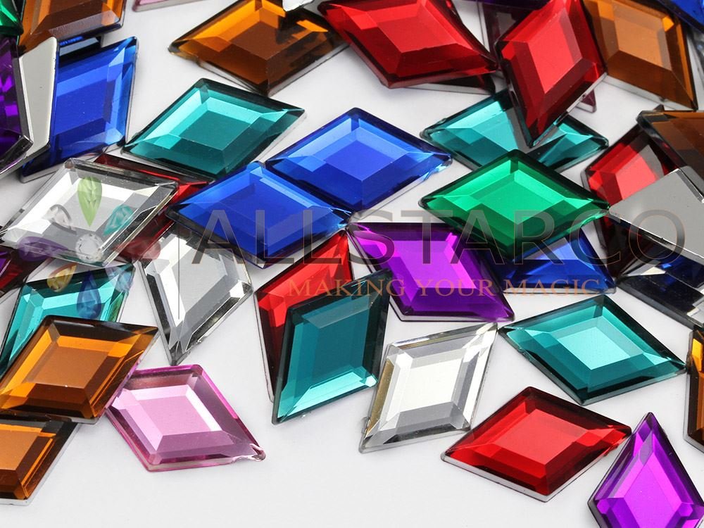11x18mm Flat Back Diamond Acrylic Rhinestones Plastic Gems for Jewelry Making Costume Jewels Cosplay Embelishments - 35 Pieces (Red Ruby H103)