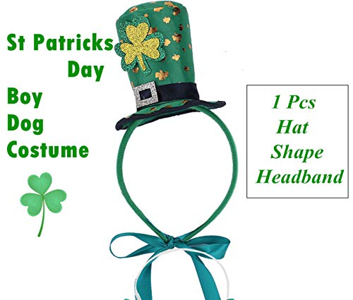 St Patrick's Day Hat for Dogs and Buffalo Plaid St. Patty's Green Dog Bandana