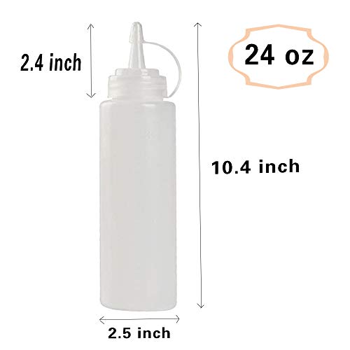 6 Pack 24oz Squeeze Bottle Condiment Squeeze Bottles Plastic ketchup Squeeze Squirt bottle For Sauce,BBQ,Dressing,Paint,Workshop,Arts and Crafts