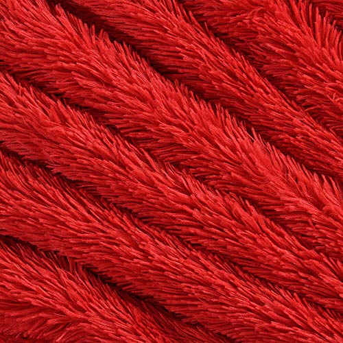 Homore Soft Fluffy Blanket Fuzzy Sherpa Plush Cozy Faux Fur Throw Blankets for Bed Couch Sofa Chair Decorative, 50''x60'' Red