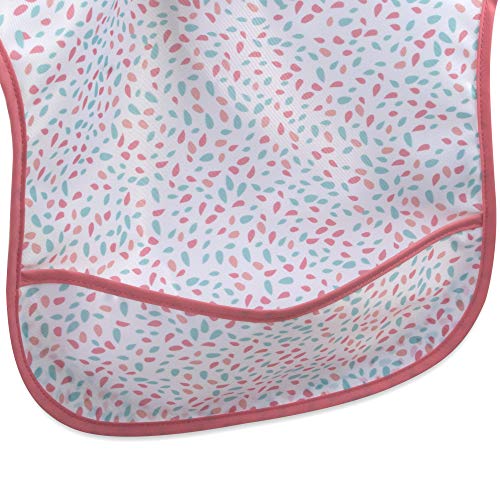 6 Pack Adjustable Waterproof Baby Bibs with Food Catcher Pocket - Pocket Bibs with Snaps for Babies, Toddlers, Infants