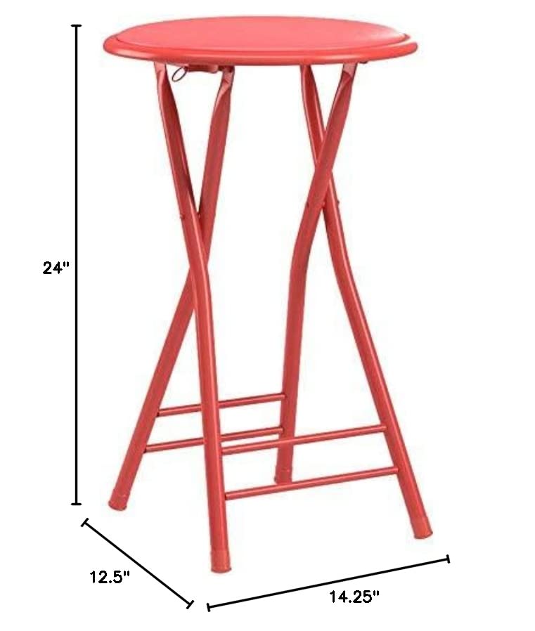 24-Inch Counter Height Bar Stool β Backless Folding Chair with 300lb Capacity for Kitchen, Recreation Room, or Game Room by Trademark Home (Red) Set of 1
