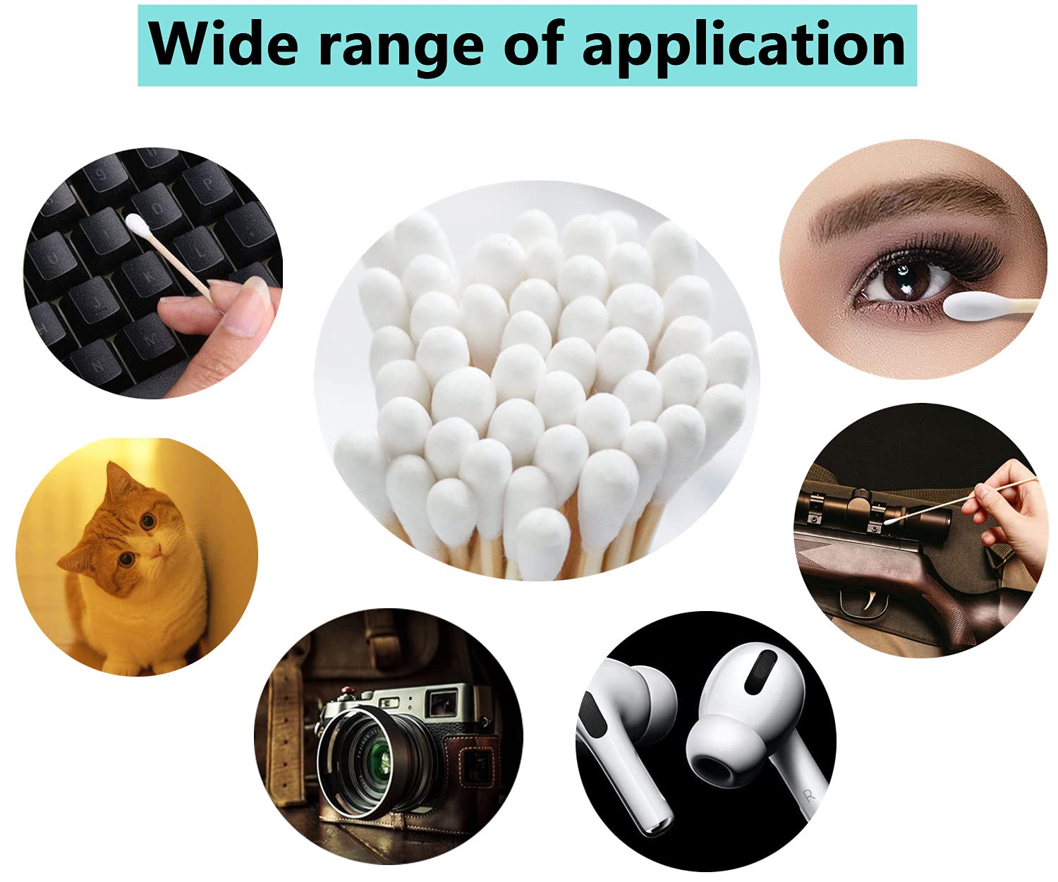 500 Count 6" Long Wooden Cotton Swabs For Pet ear care Cleaning,Gun Cleaning, Electronics,Jewelry, Cleaning Makeup, Arts and Crafts