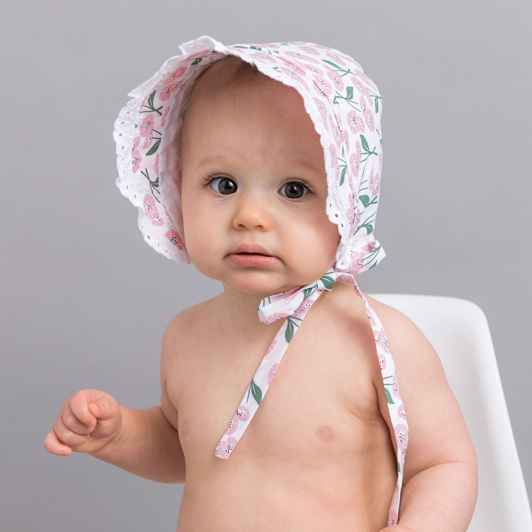 Huggalugs Baby & Toddler Girls Blush Poppy Flower Bonnet UPF25+ 6-12