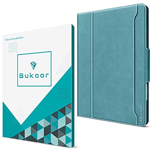 BuKoor iPad Pro 12.9 inch Case 6th/5th/4th/3rd Generation with Apple Pencil Holder, PU Leather Folio Smart Stand Magnetic Clasp Shockproof Cover for iPad Pro 12.9 2022/2021/2020/2018(Tempo Green)