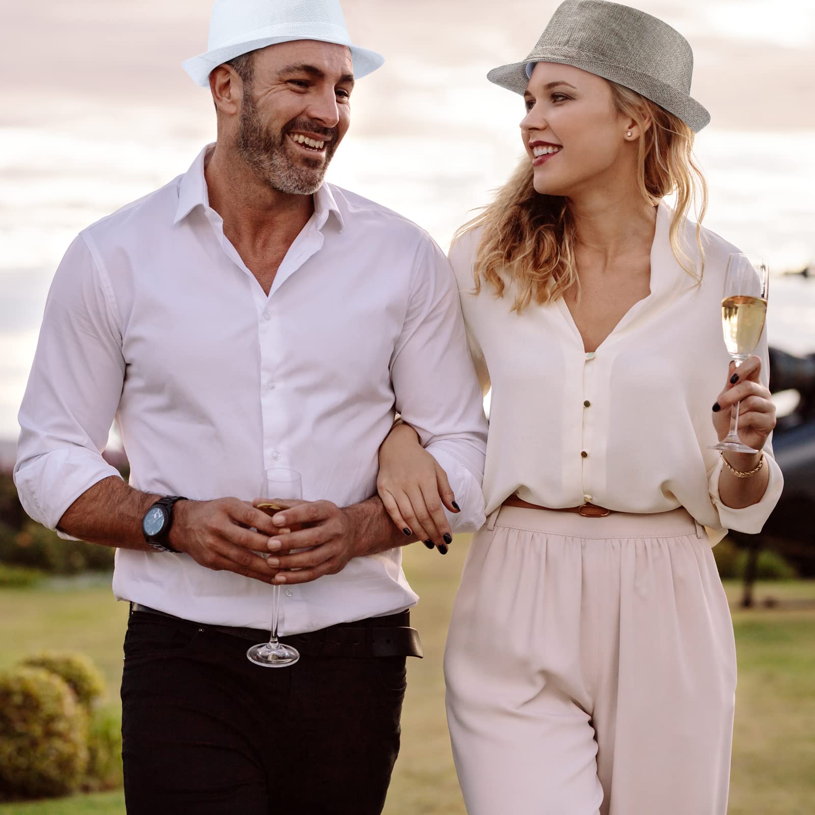 11 Pcs Hat Colorful Panama Hat Men Summer Hats for Women Men Short Brim Hat Panama Cap Summer Hats for Women