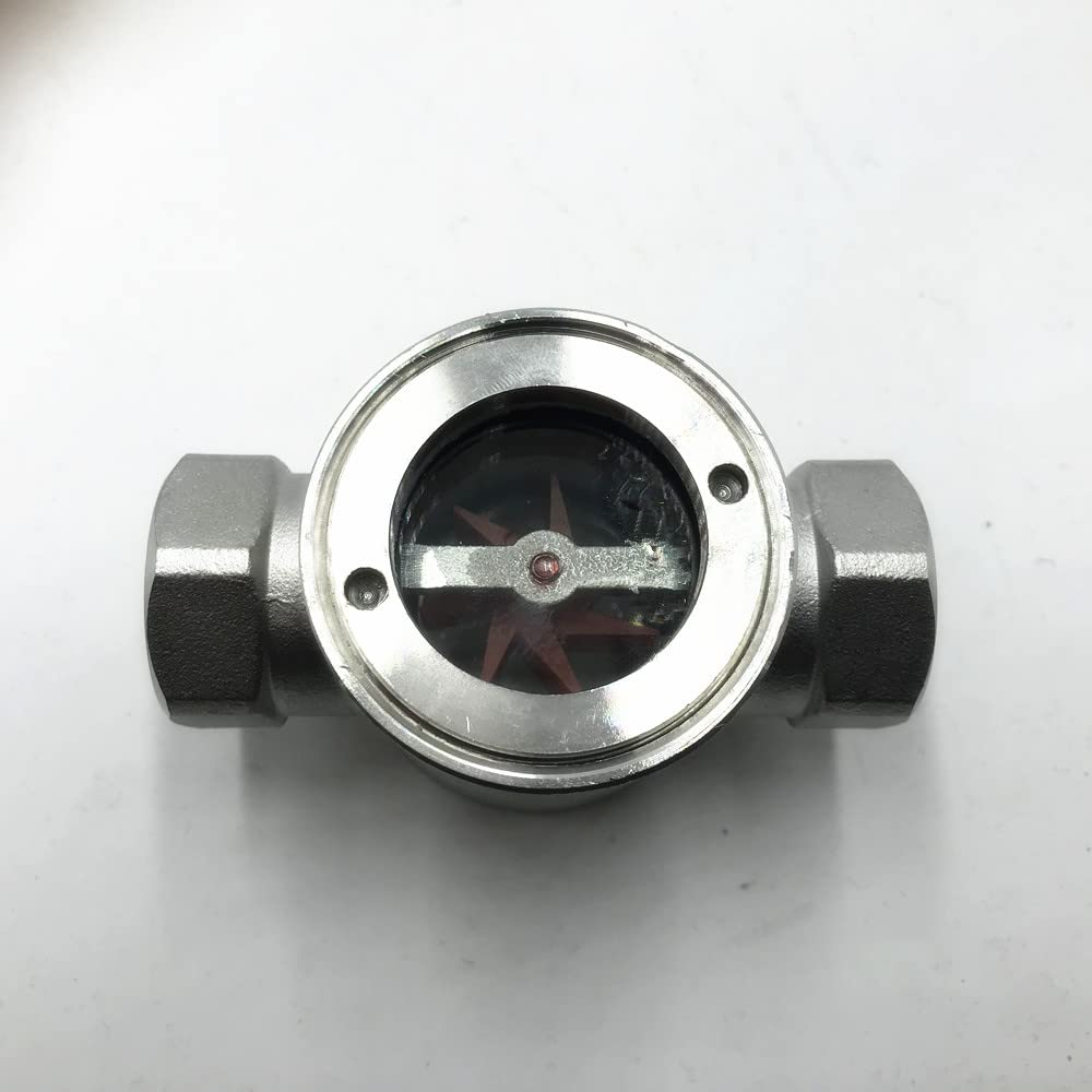 1/2" NPT Stainless Steel 304 Sight Water Flow Indicator With Concentric PTFE Impeller