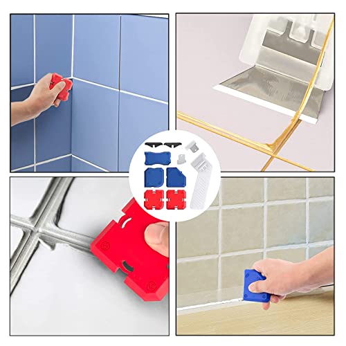 11 Piece Set ,Professional Caulking Tool Kit with Sealant Finishing Tools,Easy Silicone Caulking with Guides,Caulk Removal Tools and Fill Removal Tool Silicone Fill