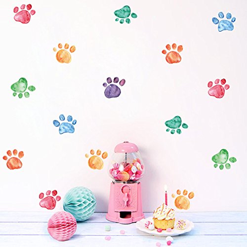 Home Decoration DIY Colorful Wall Decal (2inch 42 Bear Footprints Decals) Easy Peel & Stick Wallpaper Sticker Removable Kids Bedroom Decorative Vinyl Colorful Wall Mural for Baby Nursery Bedroom