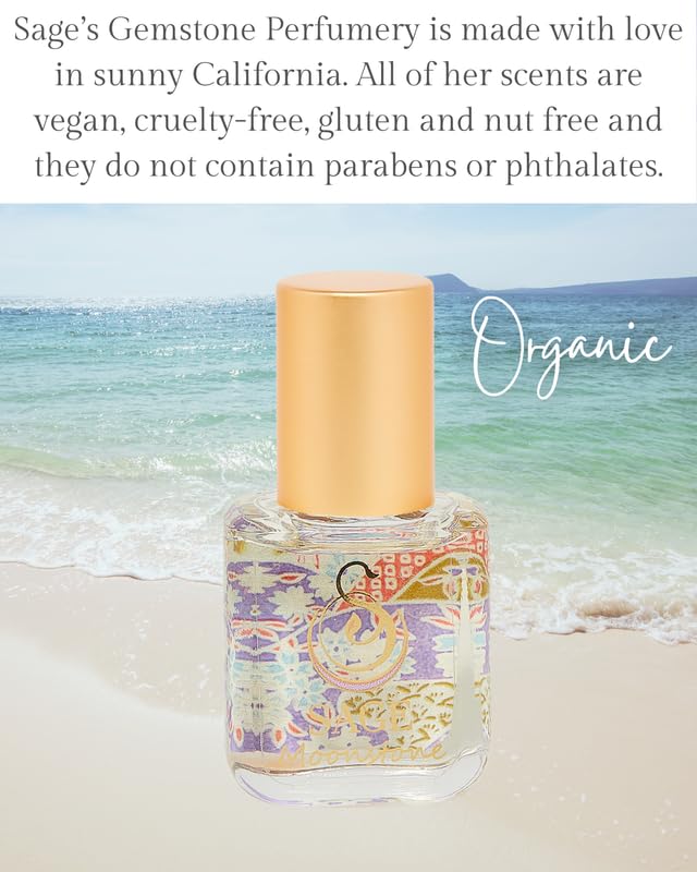 Moonstone Organic Perfume Oil Extract Roll-On by Sage- 1/4 oz, Vegan & Cruelty-Free, Floral Scent, Gardenia, Paperwhites, Stargazer Lily