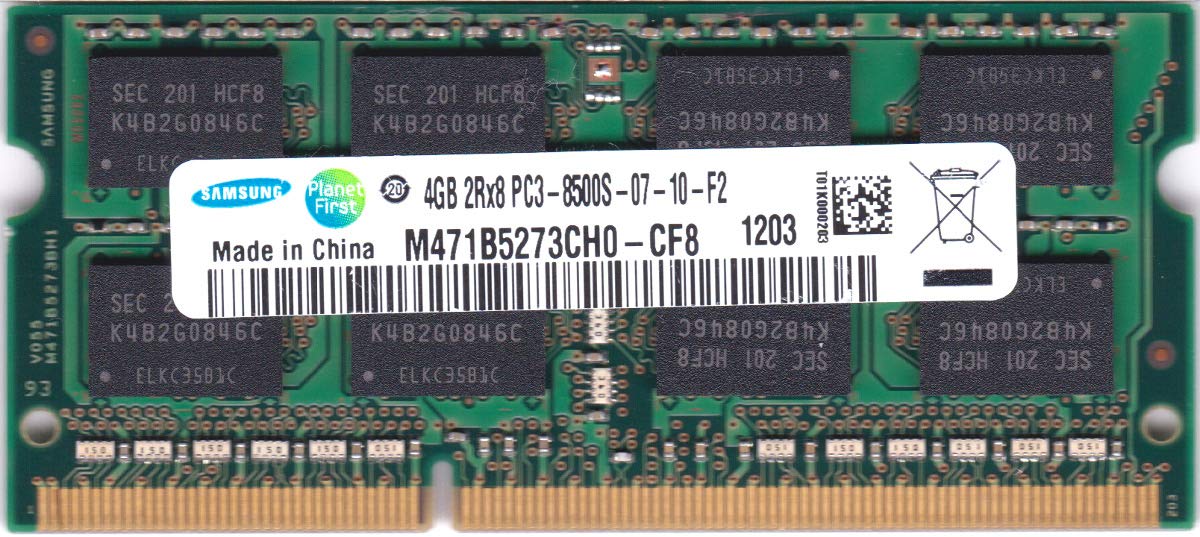 4GB Samsung PC3-8500 (1066Mhz) 204 pin DDR3 SODIMM Laptop Computer Memory